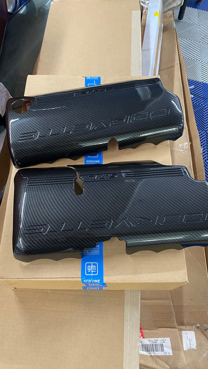 1997 - 2004 Corvette C5 Z06 Carbon Fiber HydroGraphics Engine Covers L ...
