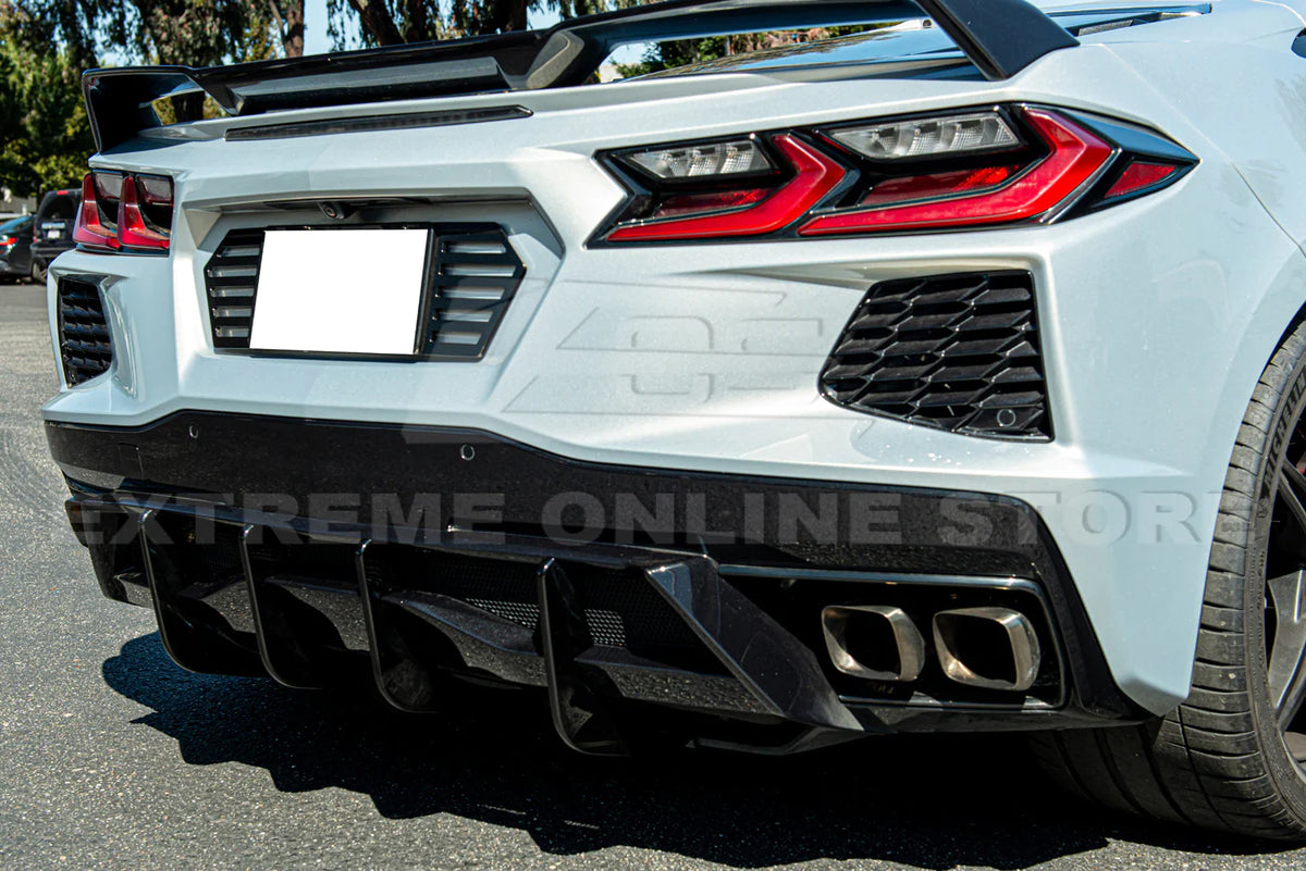 CHEVROLET CORVETTE C8 Z51 ADD-ON REAR DIFFUSER FINS Carbon Fiber Custo ...