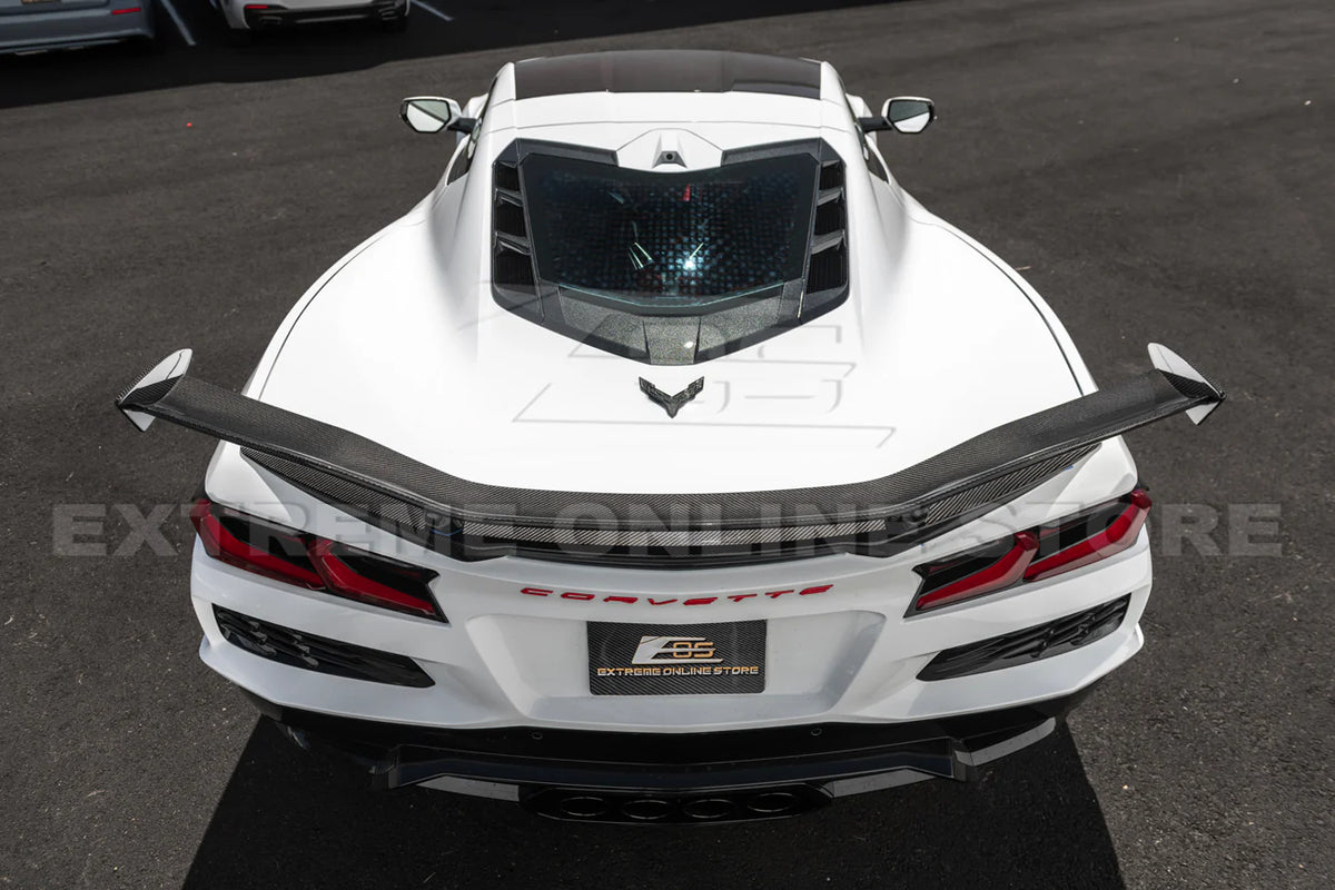 Corvette C8 Z06 Conversion Style Rear High Wing Spoiler Carbon Fiber ...
