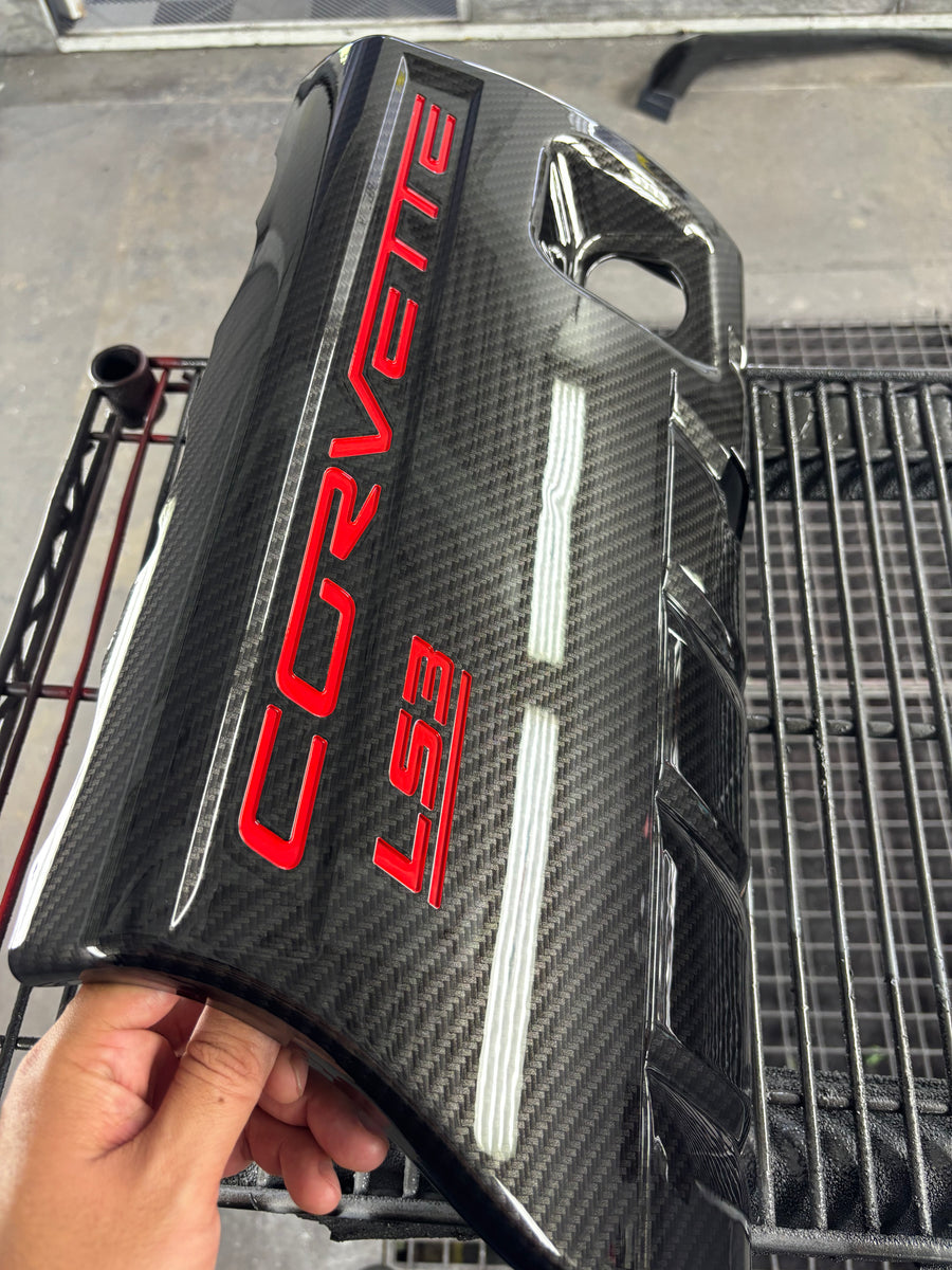 Corvette C6 Carbon Fiber HydroGraphics Custom Painted Engine Covers LS ...