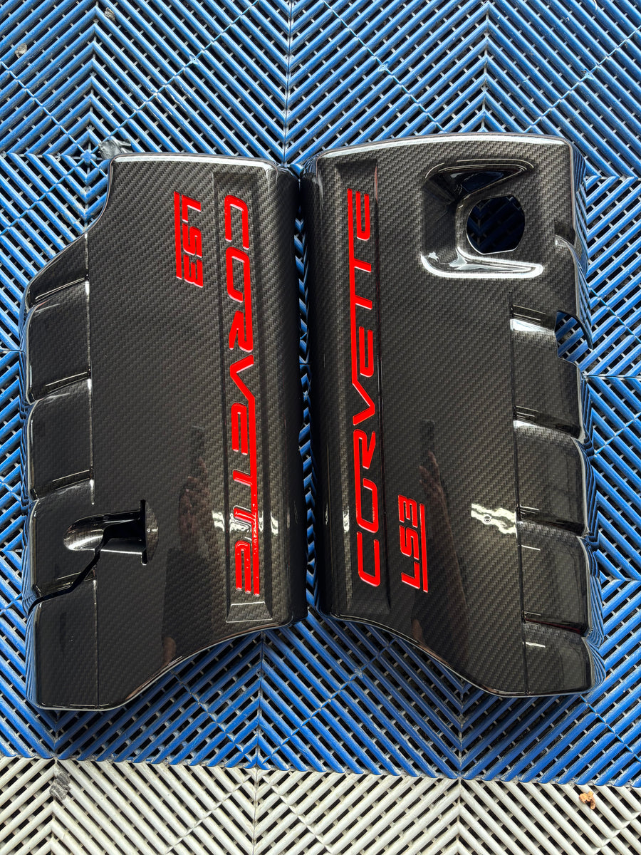 Corvette C6 Carbon Fiber HydroGraphics Custom Painted Engine Covers LS ...