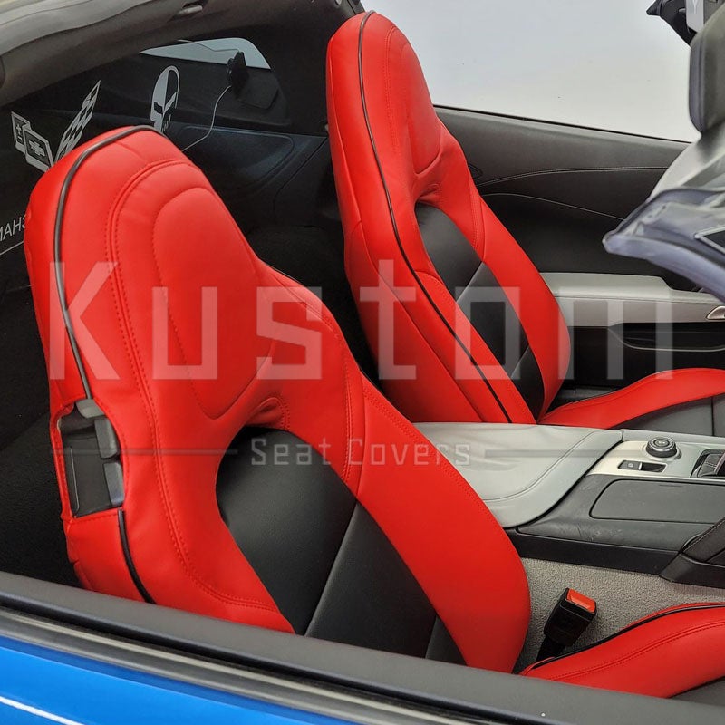2014-19 Corvette C7 Red with Black Leather Seat Covers from KustomCove ...