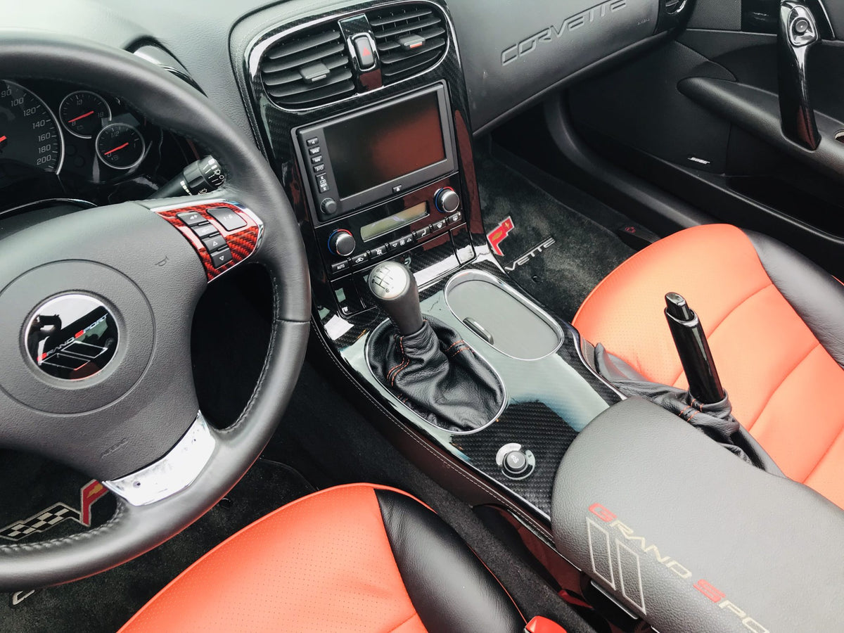 2005 - 2013 Corvette C6 Carbon Fiber HydroGraphics Center Console with ...