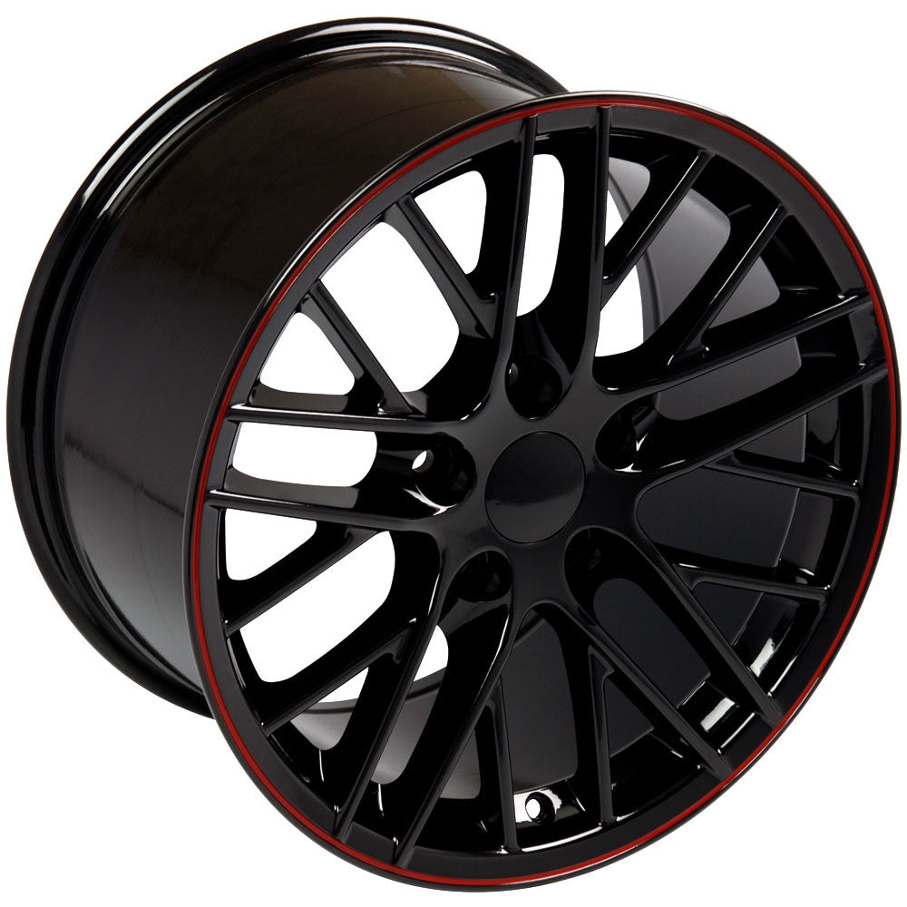 Fits Corvette Wheel C6 ZR1 Rim - CV08A 18x10.5 Black Redline Line Corv ...