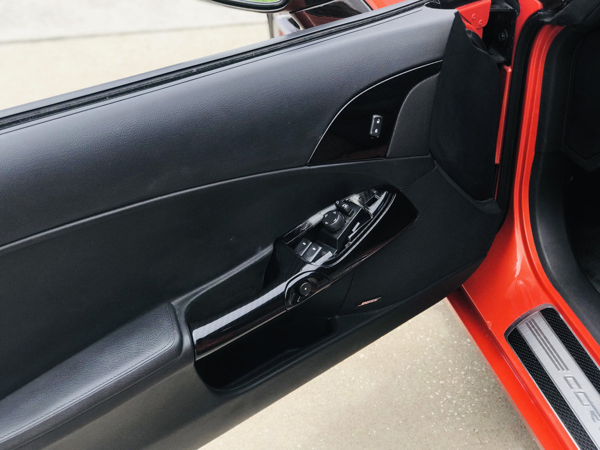 2005 - 2013 C6 Corvette Carbon Fiber Door Lock Bezels without Memory S ...