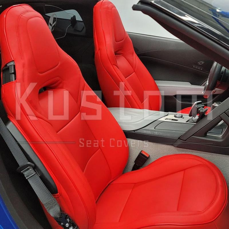 2014-19 Corvette C7 All RED Leather Seat Covers from KustomCover ...