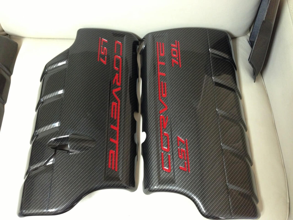 Corvette C6 Carbon Fiber HydroGraphics Custom Painted Engine Covers LS ...