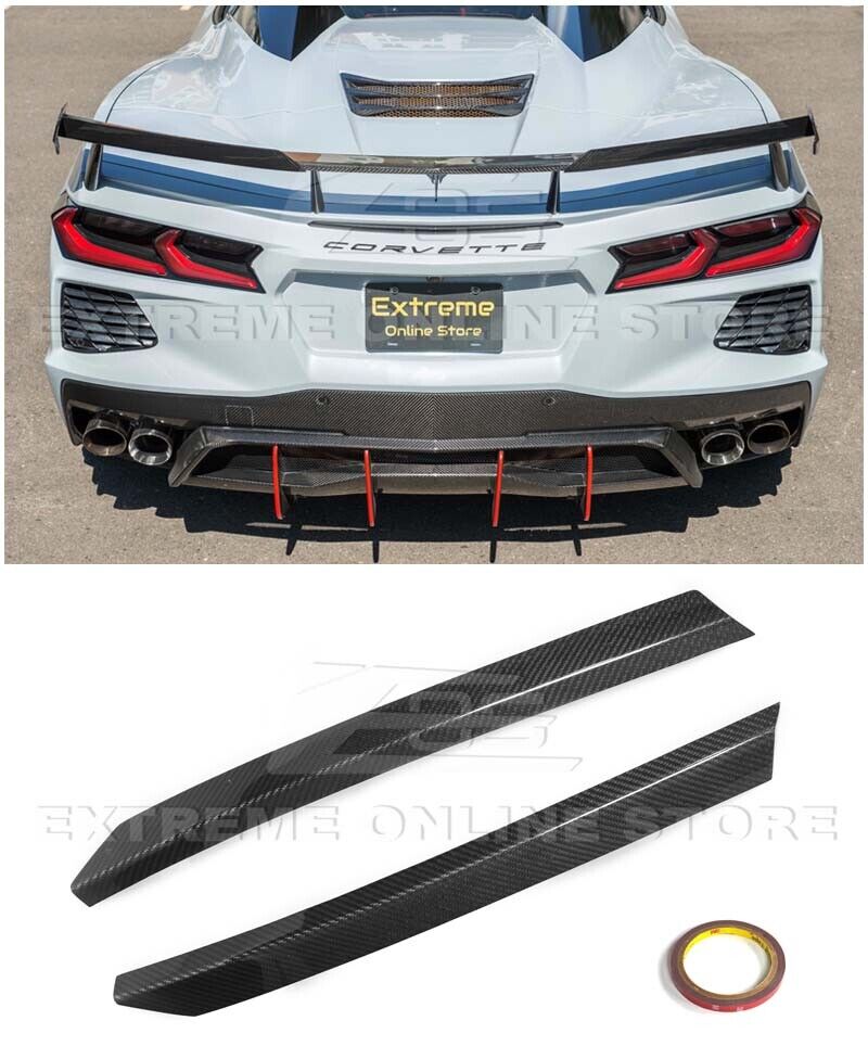For 20-Up Corvette C8 Carbon Fiber High Wing Spoiler Visible Carbon Fi ...