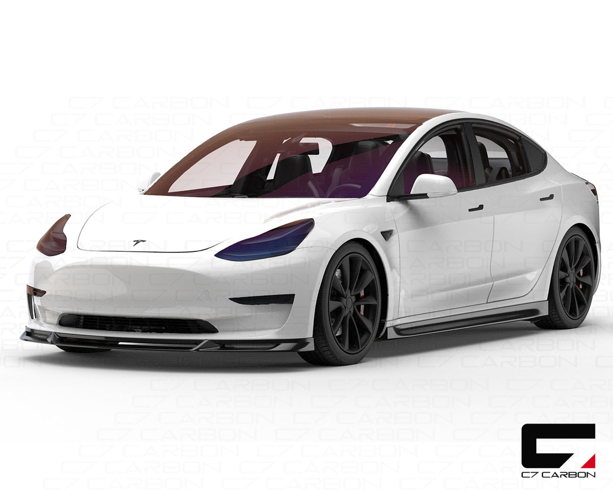 Tesla Model 3 Carbon Fiber Rocker Panels Side Skirts Set | Cyber ...