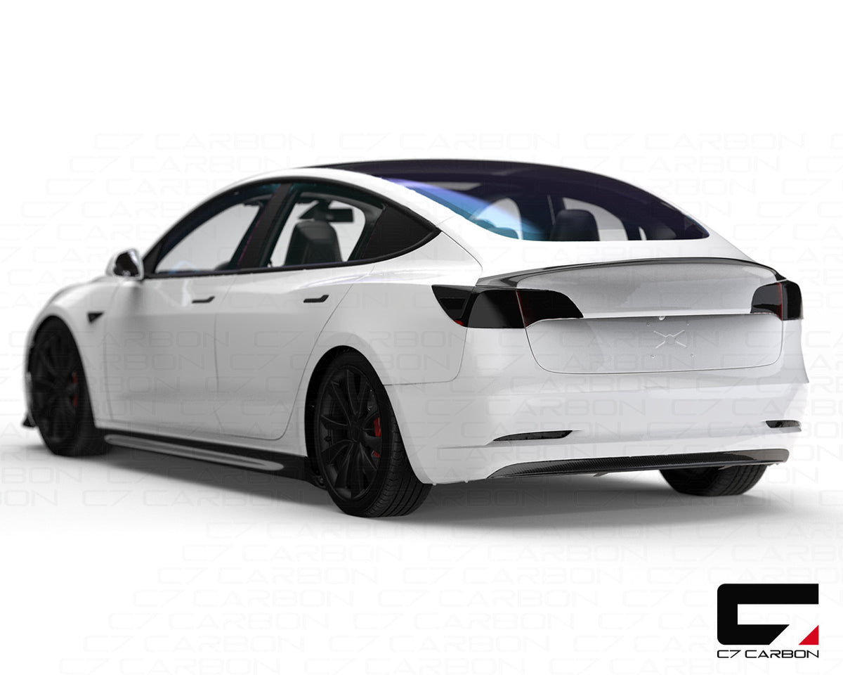 Tesla Model 3 Carbon Fiber Gloss Black Painted Rear Spoiler | Cyber AL ...