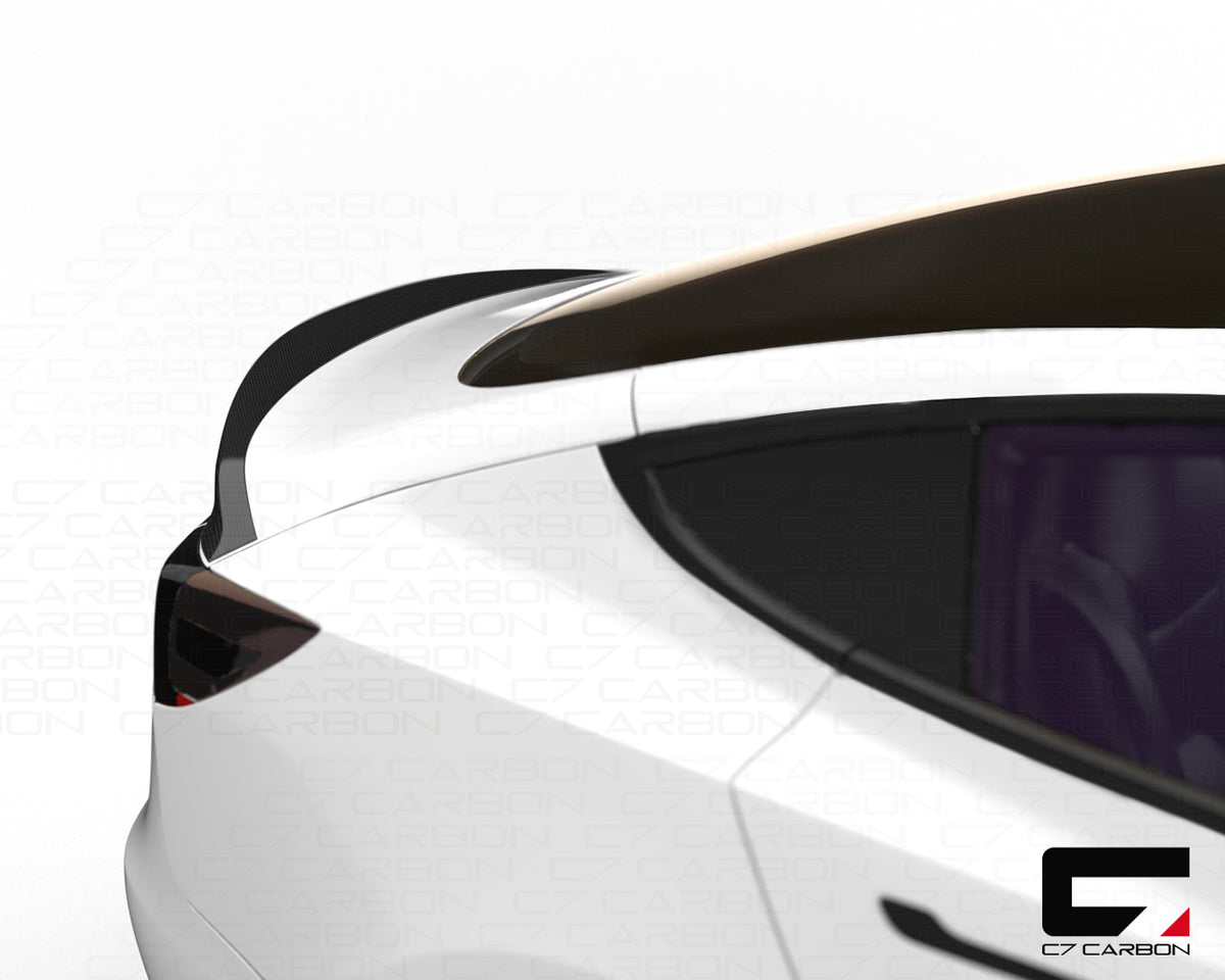 Tesla Model 3 Carbon Fiber Gloss Black Painted Rear Spoiler | Cyber AL ...