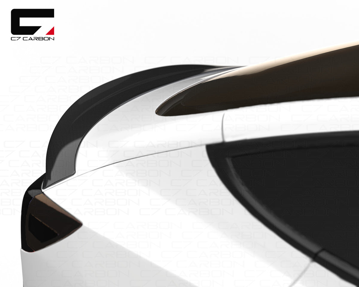 Tesla Model 3 Carbon Fiber Gloss Black Painted Rear Spoiler | Cyber Be ...
